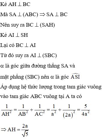 Cho hình chóp S.ABC có SA (ABC) và SA = a căn 5