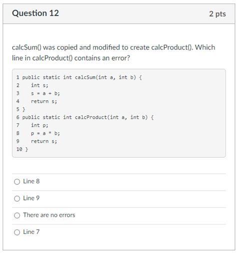 Solved Question 12 2 Pts Calcsum Was Copied And Modified