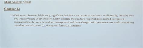 21 Define Describe Control Deficiency Significant