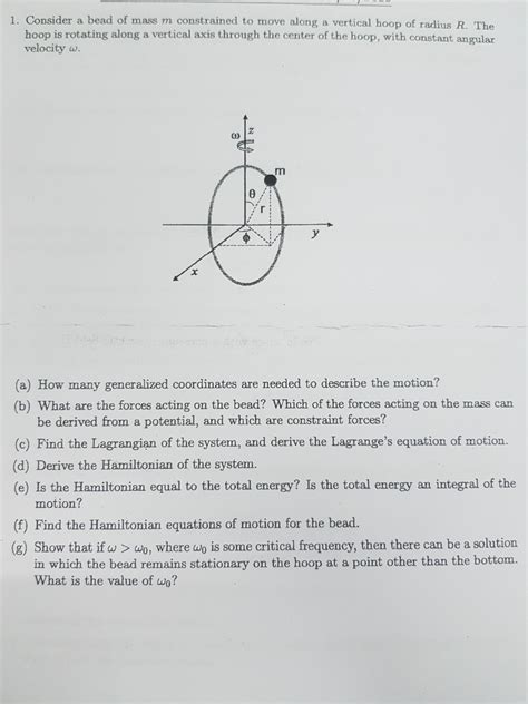 solved 1 consider a bead of mass m constrained to move