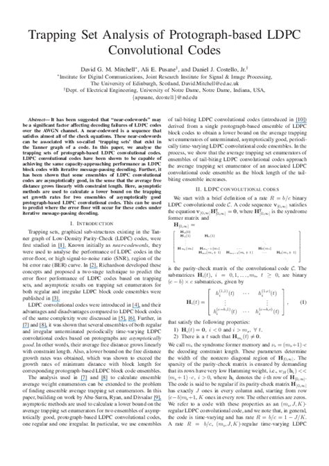 pdf trapping set analysis of protograph based ldpc convolutional codes
