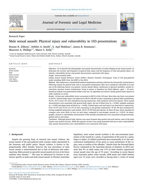 Pdf Male Sexual Assault Physical Injury And Vulnerability In 103