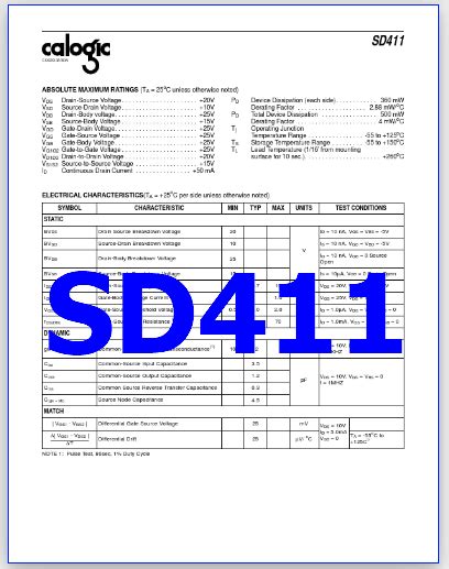 SD411 PDF Datasheet - N-Ch, Dual DMOS FET, TO-78