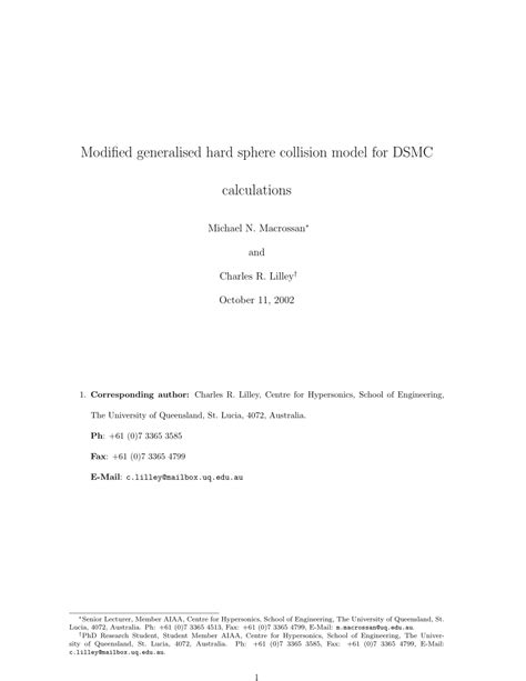 Pdf Modified Generalised Hard Sphere Collision Model For Direct