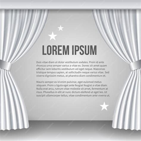 白いカーテンを開けてください。テキスト用のスペース。シーンとビュー、ショーとセレモニー。ベクトルイラスト 無料のベクター
