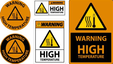 Warning High Temperature Symbol And Text Safety Sign 15293019 Vector