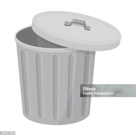 휴지통 아이콘을 만화 스타일 흰색 배경에 고립에서 할 수 있다 쓰레기와 쓰레기 주식 벡터 일러스트 레이 션 심볼 0명에 대한