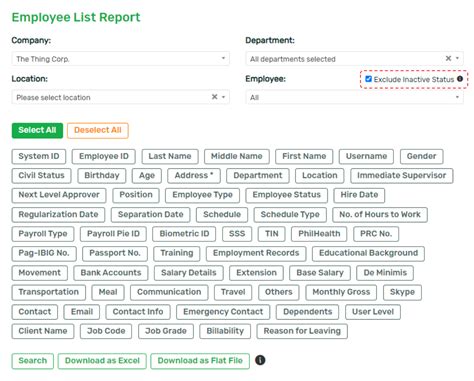 New Feature Employee List Report Enhancement Exclude Inactive Status