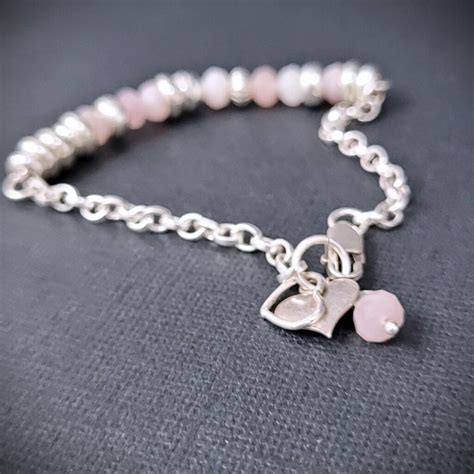Sterling Silver Heartsong Rose Quartz Bracelet The British Craft House