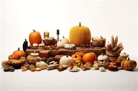Premium Photo Assorted Pumpkins On Tabletop On A White Or Clear