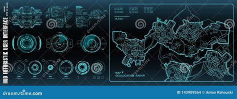 Futuristic Navigate Device Dashboard Gps Tracking Map Futuristic Mapping Technology Route Of