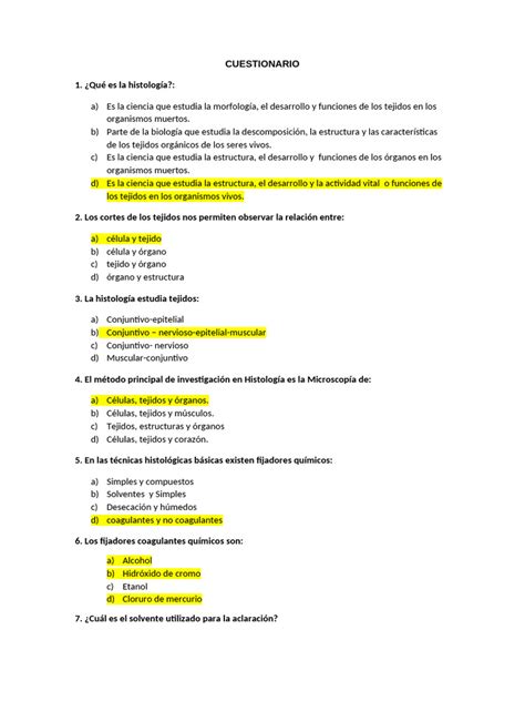 CUESTIONARIO HISTOLOGIA 4B-1 | PDF | Citoplasma | Vacuole