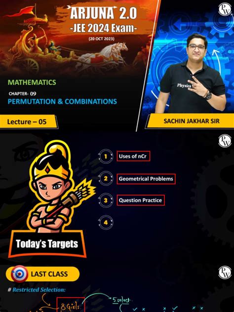 Permutation And Combination 05 Class Notes Arjuna Jee 2 0 2024 Pdf