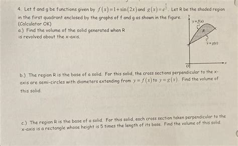 solved 4 let f and g be functions given by f x 1 sin 2x