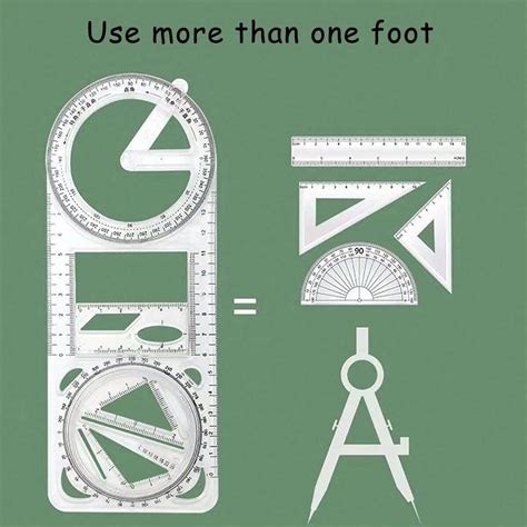 1pc Multi Function Math Geometry Ruler Rotating Protractor Drafting Drawing Tools Set For