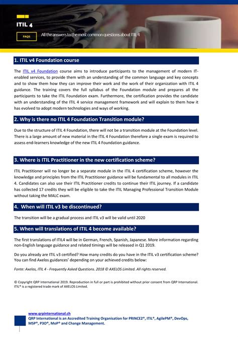 Itil Foundation Course Certifications And Transition Details Pdf