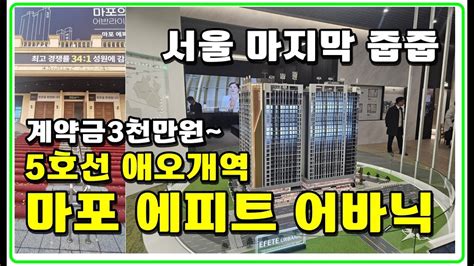 서울 마지막 줍줍 마포 에피트 어바닉 아파트 오피스텔 선착순 분양 계약금 5 5호선 애오개역 초역세권 지금 로얄층 로얄동 잡으세요 Youtube