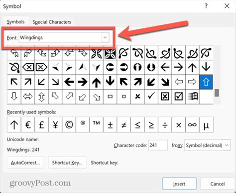arrow font in word word и excel помощь в работе с программами