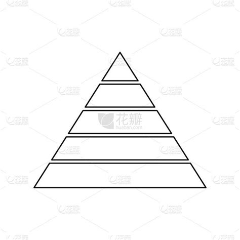 金字塔线图标的信息图形。三角形轮廓与5个层次。层次设计图形元素。素材 花瓣网