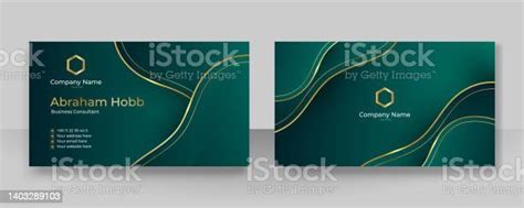 현대 우아한 간단한 깨끗한 짙은 녹색 골드 화이트와 블랙 명함 디자인 벡터 템플릿 창조적 인 전문 기술 기업 스타일 0명에 대한