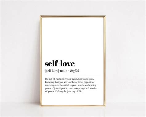 Dopaprint Unframed Paper Poster Self Love Definition Print Self Love Wall Art Definition Print
