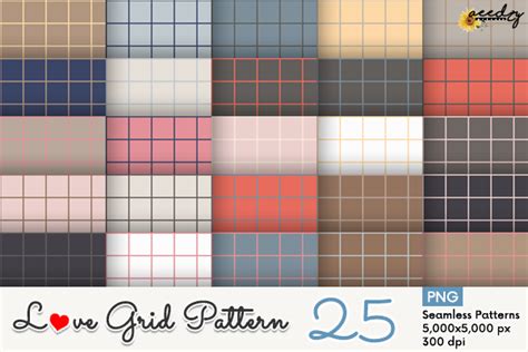 Love Grid Patterns Set Graphic By Aeedzyarts888 Creative Fabrica