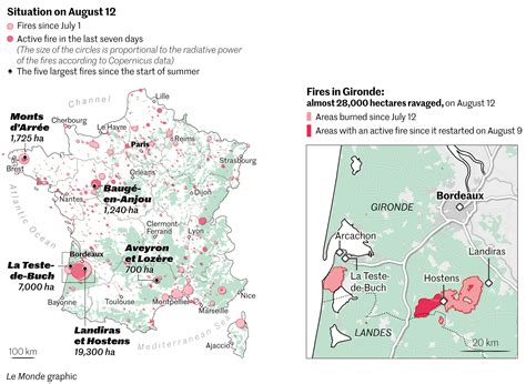 Map Of Wildfires In France Since The Start Of The Summer