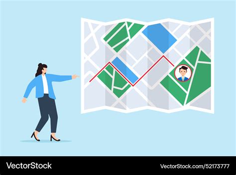 Recruiter Navigating Map With Candidate Profiles Vector Image