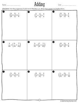 Add Fractions And Mixed Numbers Using Properties Of Addition TPT