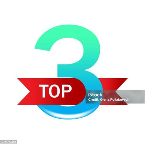 상위 3개 레이블 밝은 빨간 리본 녹색 숫자 숫자입니다 승진 순위 개념입니다 계급에 대한 스톡 벡터 아트 및 기타 이미지 계급 아이콘 3 Istock
