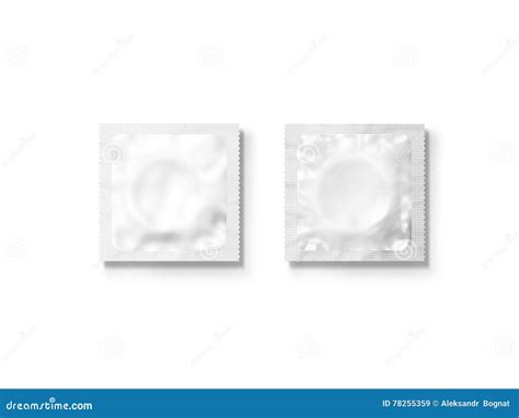 Blank White Condom Packet Mockup Set Isolated Clipping Path Stock