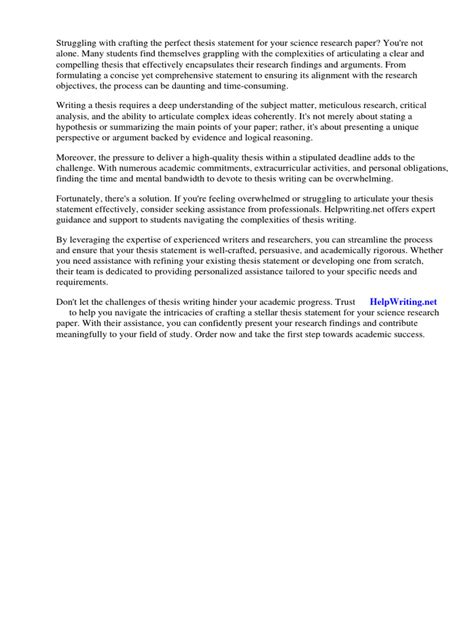 Crafting Science Thesis Statements Pdf Thesis Essays