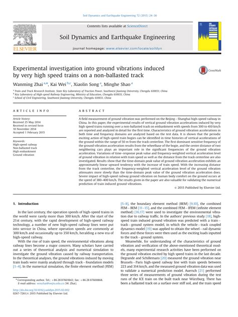 Pdf Experimental Investigation Into Ground Vibrations Induced By Very High Speed Trains On A