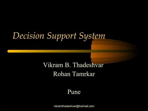 Decision Support Systems Ppt