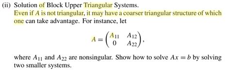 Solved Ii Solution Of Block Upper Triangular Systems Even