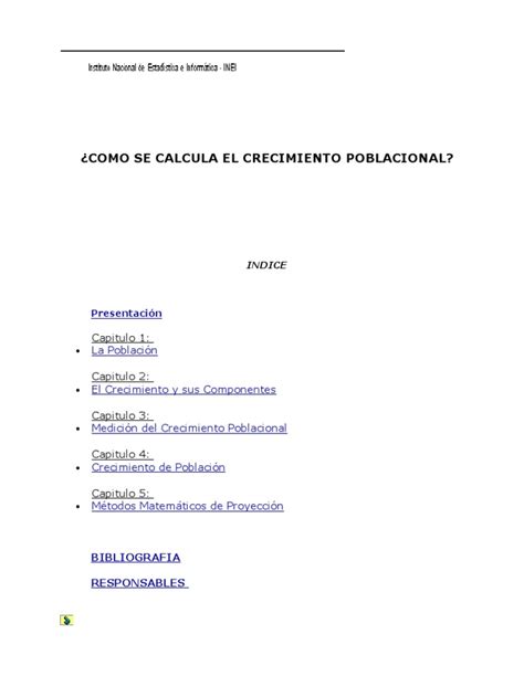 Inei Como Se Calcula El Crecimiento Poblacional Pdf Crecimiento