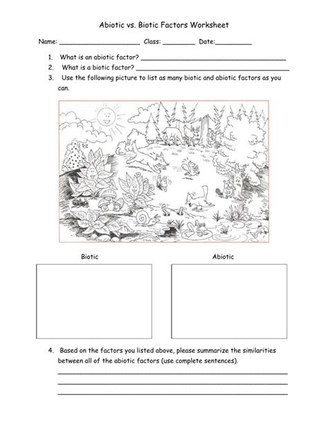 Abiotic Vs Biotic Factors Worksheet