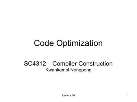 Ppt Code Optimization Powerpoint Presentation Free Download Id 435842