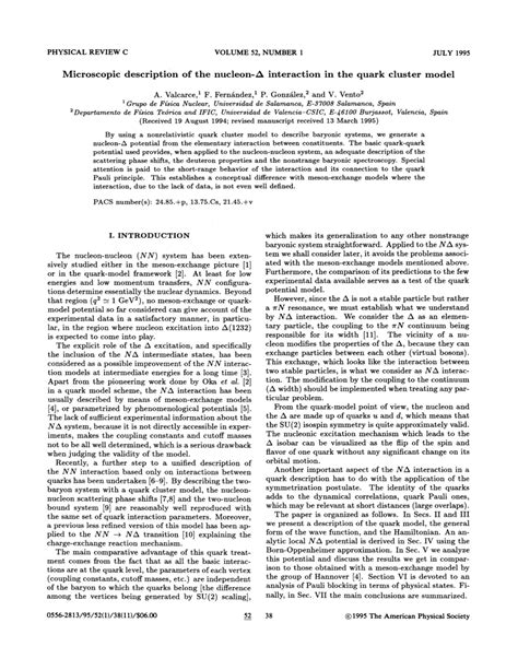 Pdf Microscopic Description Of The Nucleon Δ Interaction In The Quark Cluster Model