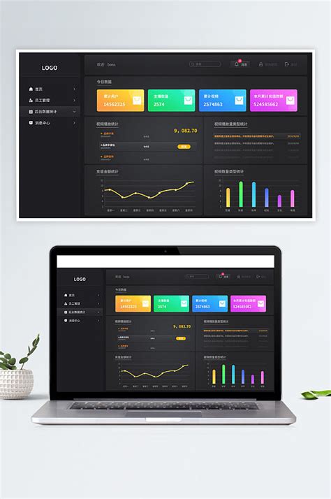 蓝色渐变数据可视化大数据后台管理ui界面素材下载 众图网