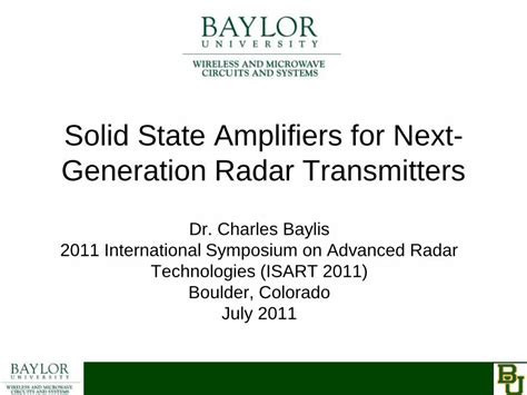 PDF Solid State Amplifiers For Next Generation Radar Transmitters Solid State Amplifiers