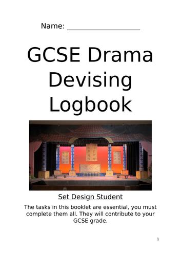Gcse Eduqas Drama Unit 1 Logbook Devising Unit Performing And