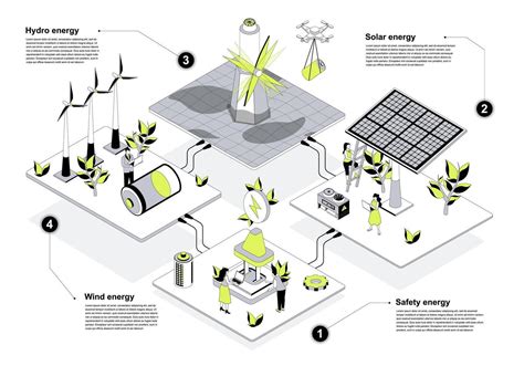 Green Energy D Isometric Concept In Outline Design For Web People Works In Isometry Rooms At