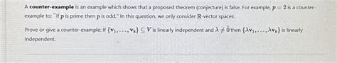 Solved A Counter Example Is An Example Which Shows That A