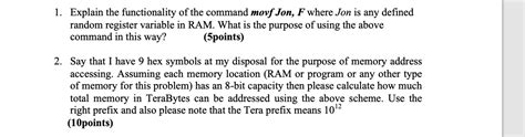 solved any defined 1 explain the functionality of the