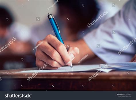 Closeup Babe Holding Pen Writing Final Stock Photo 1277006053 Shutterstock