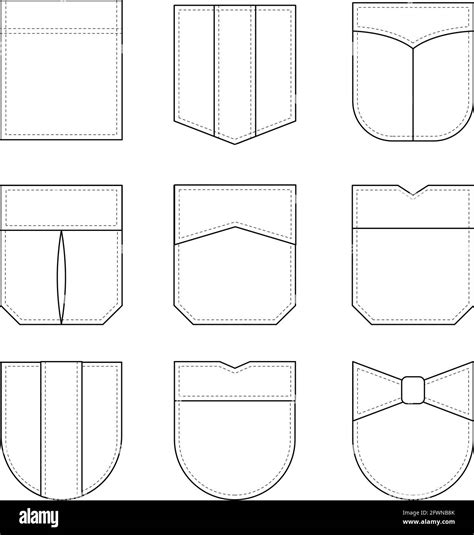Patch Pocket Set Of Uniform Patch Pockets Shapes For Clothes Dress Shirt Casual Denim Style