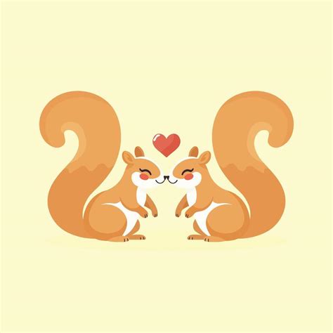 Two Cute Squirrels In Love Flat Illustration 54341632 Vector Art At Vecteezy
