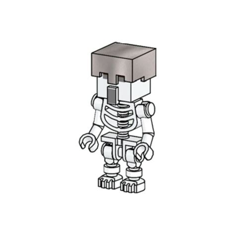 Lego Minecraft Skeleton With Flat Silver Helmet With Villager Head