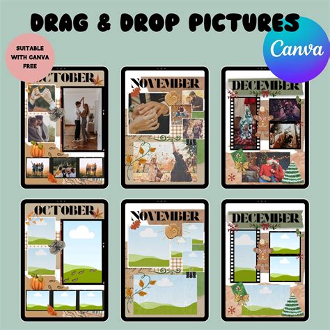 Digital Scrapbook Template Bundle Empty Scrapbook Vintage Photo Book